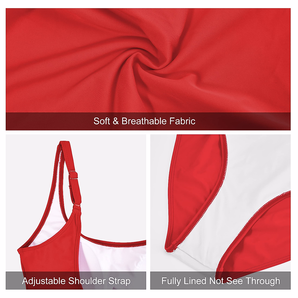 Womens Swimsuits One Piece Tummy Control Bathing Suit for Women Sexy Slimming Swimsuit Red S