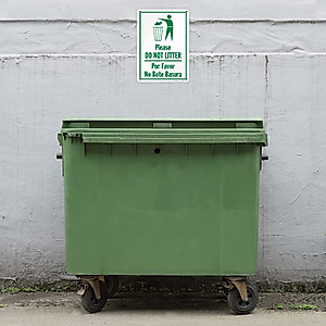 SmartSign 14 x 10 inch “Please Do Not Litter, Por Favor No Bote Basura” Metal Sign, 40 mil Laminated Rustproof Aluminum, Green and White, Made in USA