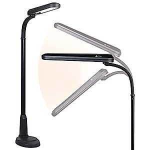 OttLite Standing Floor Lamp with Weighted Base & Adjustable Neck - 24w Energy Efficient Light Bulb for Bright Natural Daylight - Modern Home Decor, for Living Room, Reading, Bedroom, Dorm & Office
