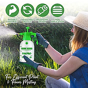 Garden Sprayer, ¼ Gallon Pump Sprayer, 1L Weed Sprayer, 34 Oz Water Sprayer | Pump Spray Bottle For Lawn Sprayer, Plant Mister, Safety Valve & Adjustable Brass Nozzle, Pressure Hand Sprayer By Ram Pro