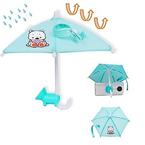 Phone Umbrella for Sun, Universal Adjustable Piggy Suction Cup Stand with Umbrella for Phone, Mini Cell Phone Cute Sunshade Holder Outdoor Anti-Glare (Blue Bear)