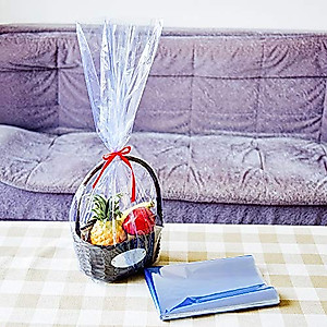 LazyMe Clear Basket Cellophane Bags Shrink Wrap Bags Cello Bags for Gift and Easter Baskets, 18x24 inch (20 pcs)