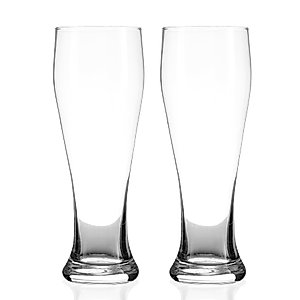 Burns Glass Bar Glasses, Classic Pilsner Glass Tall Beer Glasses with Heavy Base, 24 Oz. (Set of 2)