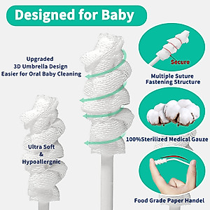 ALARTSNAIL Baby Oral Cleaner, 42Pcs Baby Tongue Cleaner and 1Pc Baby Finger Toothbrush with Case Upgraded Umbrella Brush Head Individual Package Baby Mouth Cleaner Newborn for 0-36 Month Baby