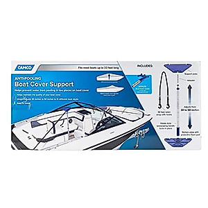 Camco Boat Cover Support Kit | Features an Easy-to-Use Telescoping Design, an Adjustable Height from 30-Inches to 50-Inches, and 50-Foot Nylon Strap Assembly (41970)