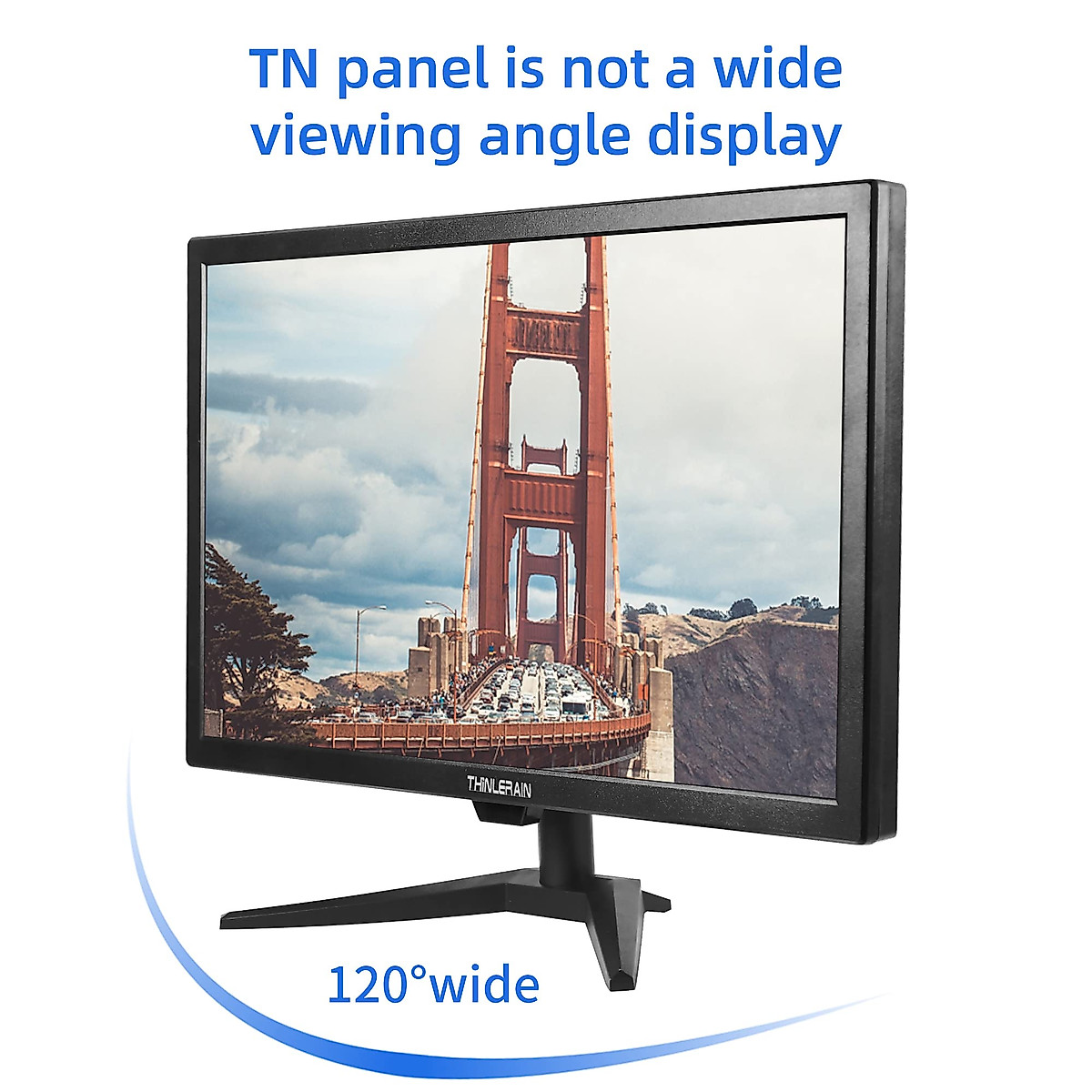 Thinlerain 20" PC Monitor 16:9 1600x900 Kitchen Monitor, LED Monitor Build in Speaker, 5Ms, 60 Hz, VESA Mountable, with VGA HDMI AV BNC USB, for FireStick, Computer, Laptop