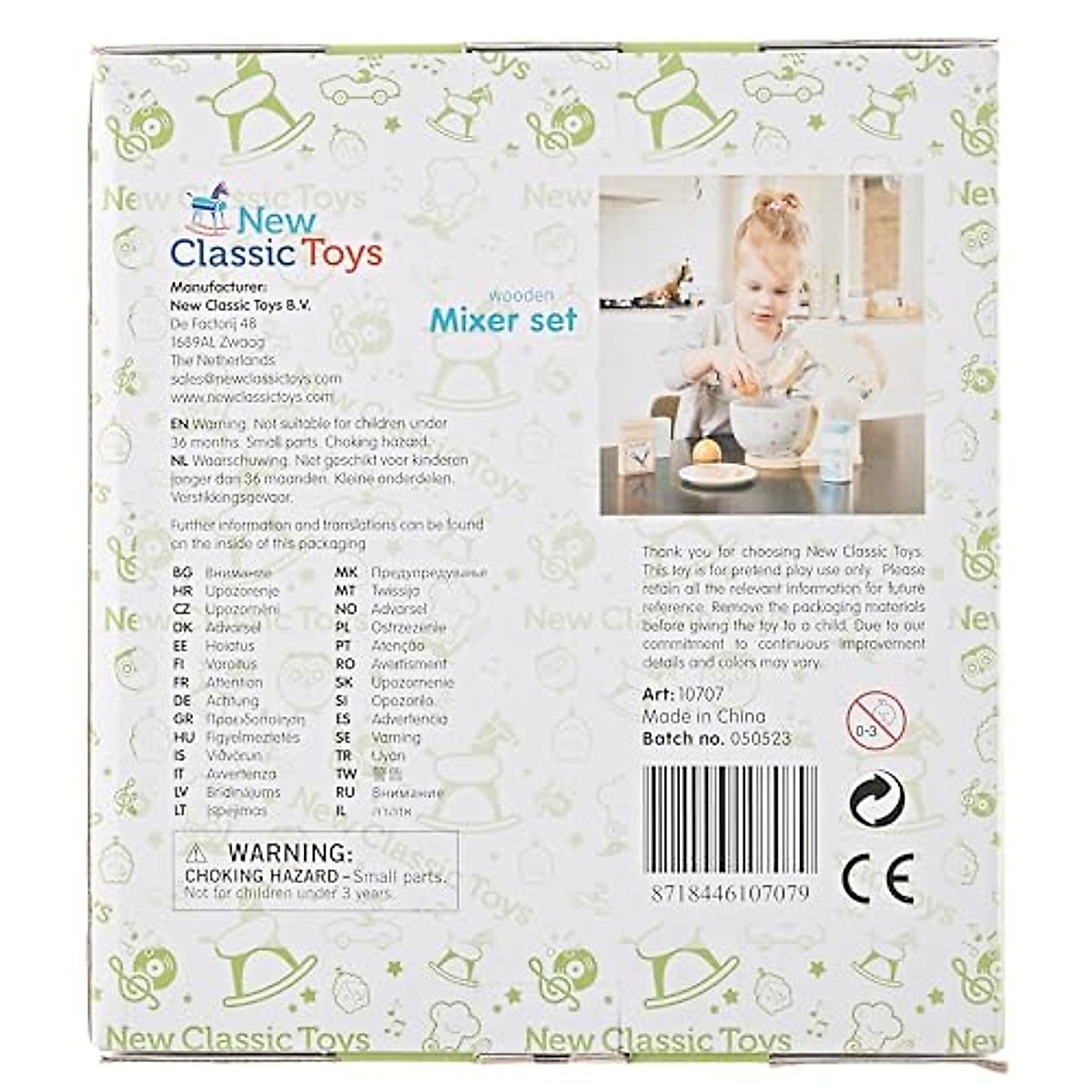 New Classic Toys Wooden Mixer Set Pretend Play Toy for Kids Cooking Simulation Educational Toys and Color Perception Toy for Preschool Age Toddlers Boys Girls , Red,White