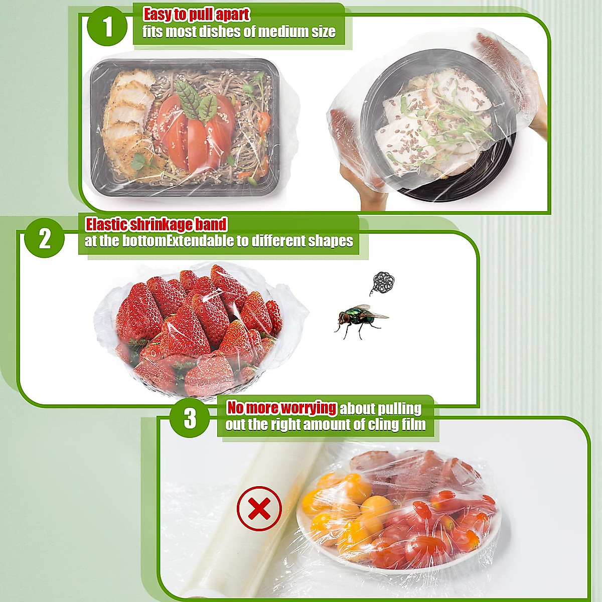 500 Pcs Fresh Keeping Bags Elastic Food Storage Covers Plate Bowl Covers Reusable Clear Stretch Plastic Covers for Bowls with 5 Pcs Drawstring Storage Bags for Family Outdoor Picnic Wrap Lid