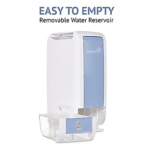 Ivation 13-Pint Small-Area Desiccant Dehumidifier Compact and Quiet - With Continuous Drain Hose for Smaller Spaces, Bathroom, Attic, Crawlspace and Closets - For Spaces Up To 270 Sq Ft, White