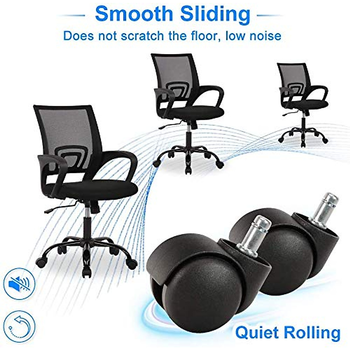 Home Office Chair Desk Chair Computer Chair Ergonomic Chair Mid Back Mesh Chair Adjustable Height Swivel Task Executive Chair， with Lumbar Support & Armrest Cheap Small Rolling Task with Wheel,Black