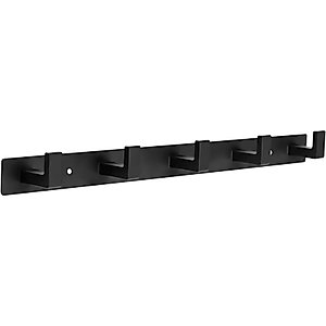 HOMEBROS Coat Rack Wall Mount, Black Metal Coat Rack with 5 Coat Hooks Heavy Duty Adhesive Coat Hanger Hooks Bag Hat Towel Rack for Entryway Bathroom Garage RV 2 Mount Ways