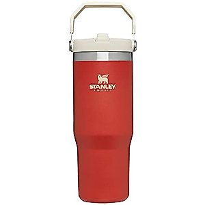 Stanley IceFlow Stainless Steel Tumbler with Straw - Vacuum Insulated Water Bottle for Home, Office or Car - Reusable Cup with Straw Leakproof Flip - Cold for 12 Hours or Iced for 2 Days (Carnelian)