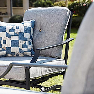 Patio Festival Rocking Patio Chairs Outdoor Metal Furniture Motion Spring Patio Chair Black Metal Dining Bistro Set with Padded Cushion for Porch Garden Balcony