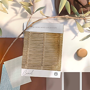 MOOD Custom Bamboo Shades | Modern | Cordless Bamboo Roman Shades for Windows and Doors (Natural Woven) | Modern Camel (Sheer) | Custom Size