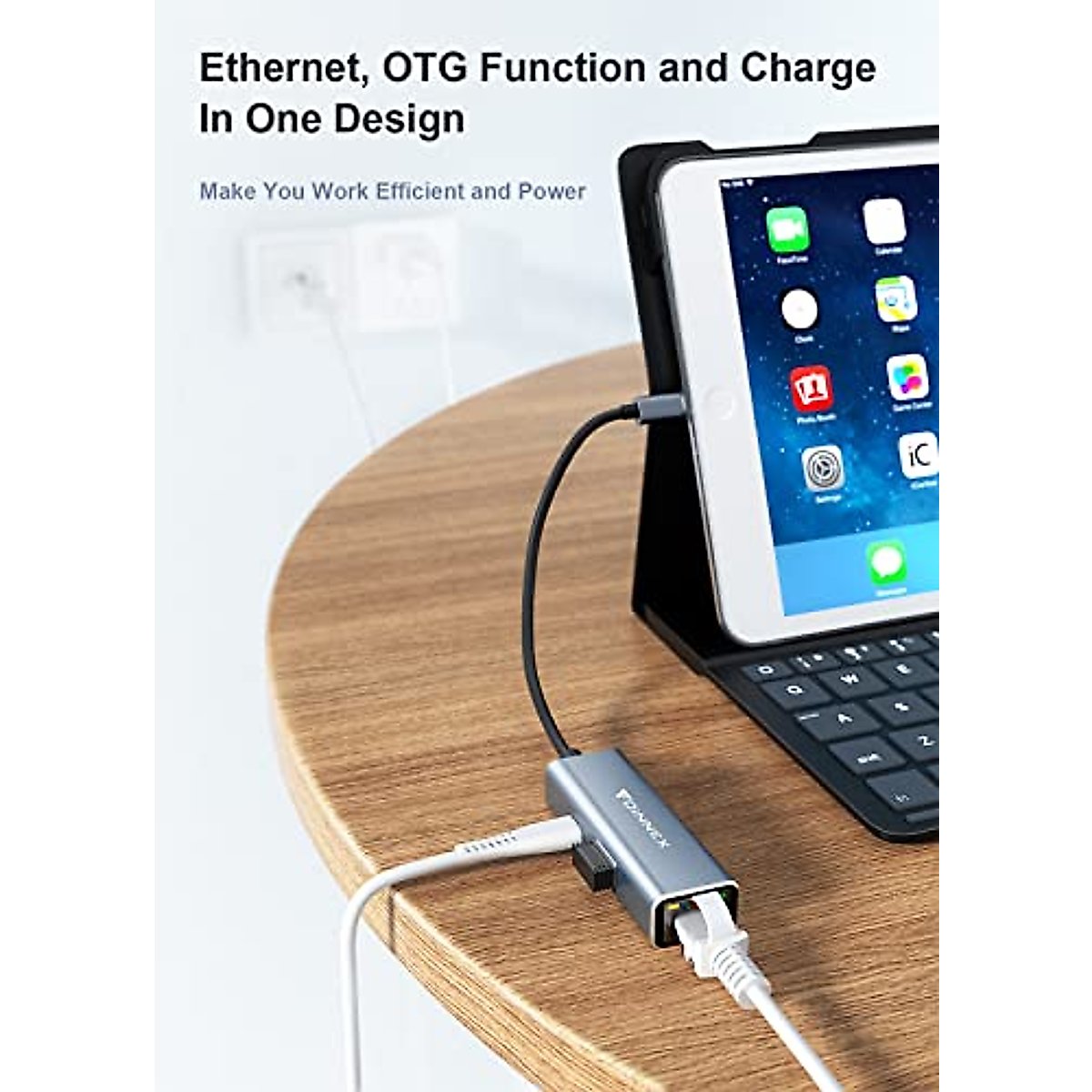 FOINNEX Lighting to Ethernet Adapter, 3 in 1 RJ45 Connector, Apple LAN Network Adapter with USB OTG and Charge Port, Plug and Play with100 Mbps Network Compatible with iPhone/iPad/iPod (1.6FT)