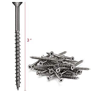 KS Hardware Door Hinge Wood Screws, 3 Inch Long Wood Screws (#9, Satin Nickel, Pack of 24)