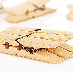 Loliyas Clothes Pins, Bamboo Wooden Clothespins Wood Clips, 40 Pack 2.4 Inch Small Close Pins Clothing Pins Clothes Pegs for Photos Crafts Pictures Baby Hanging Clothes Clothesline Laundry Clip