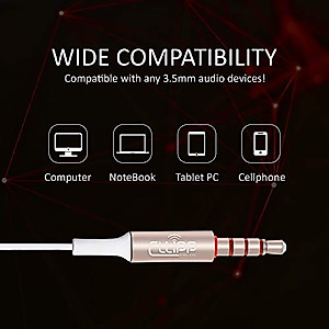 CLLIPP WIRELESS Earphones 3.5mm in-Ear Earbuds Noise Canceling with Microphone & Call Controller Dynamic Bass Stereo Sound Tangle-Free Cord - White