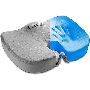 CYLEN Gel Infused Memory Foam Back Cushions & Coccyx seat Cushions for Tailbone Pain -Cooling Seat & Back Cusions for Office Chair Car Wheelchair- Sciatica & Back Pain Relief (Grey)