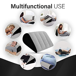 Prosixtoy Portable Wedge Pillow Inflatable Cushion - Body Positioners Lightweight Wedge Pillow for Sleeping, Leg Elevation, Use in Bed, Travel, Camping, Fast Inflating Deflation(Gray) (SE903-var)