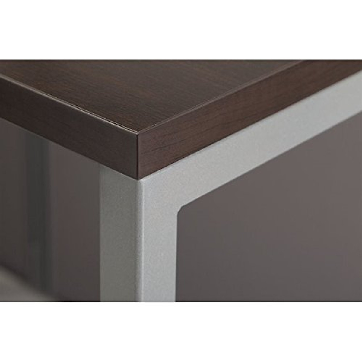 Bush Business Furniture Easy Office 2 Person Cubicle Desk with File Cabinets, 60W x 45H, Mocha Cherry Satin