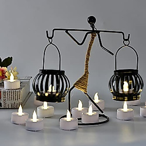 Artmarry Battery Operated Tea Lights Flameless Flickering LED Tealights 24 Pack Warm White Lamp Votive Fake Candle Long Lasting 200+ Hours for Home Holiday Wedding Celebration (Warm White 24 Pack)