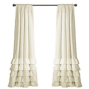 Lush Decor, Ivory Allison Ruffle Curtains-Window Panel Drapes Set for Living, Dining Room, Bedroom (Pair), 84" x 40", 84 in L