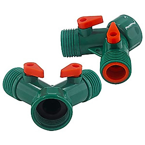 Rierdge 6 Pcs 2 Way Hose Adapter Y Valve Garden Hose Connector Non Rust Spigot Faucet Adapter, 3/4 Garden Hose Y Connectors Plastic Hose Splitter with Faucet Watering Shut Off Valves (Green)
