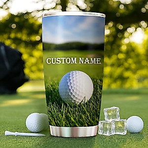 Personalized Golf Tumblers Gift for Golfer, Custom Golf Gifts for Dad Mom, 20oz Tumbler Stainless Steel Gifts for Father (01)
