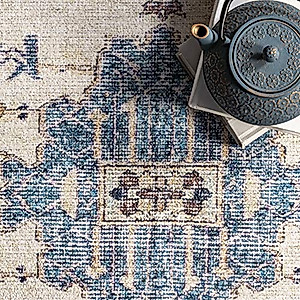 nuLOOM Eleanor Machine Washable Distressed Medallion Area Rug, 5' x 8', Multi