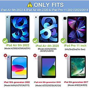 ZoneFoker for iPad Air 5th/4th Generation Case (2022/2020), iPad pro 11 inch Case (4th/3rd/2nd/1st Gen), iPad Air 10.9 case with Pencil Holder/Stand, Hard Sturdy Slim Cover for Girls, Clear Glitter