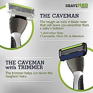 ShaveMOB 6-Blade Men's Razor Kit (Flex Head Handle + 24 Refills) (No Trimmer)- The Caveman Shaving Kit