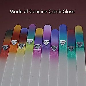 Glass Nail Files for Natural Nails, Fingernail Files, Manicure Set Nail Care, Gentle Comfortable Filing, Leaves Nails Smooth - Bona Fide Beauty 10-Piece Premium Czech Crystal Nail Files