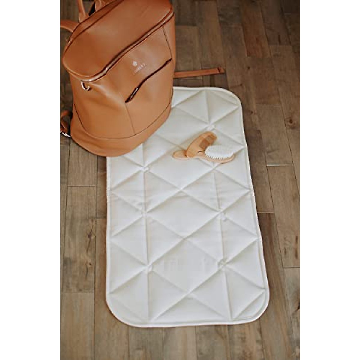 Padded Vegan Leather Portable Changing pad Mat | Play mat Baby Toddler Infant by Uniklook | Reversible | Tummy Time Mat Play Time | Waterproof Baby Infant Floor Mat 16”x30” (Rectangular, Cream)