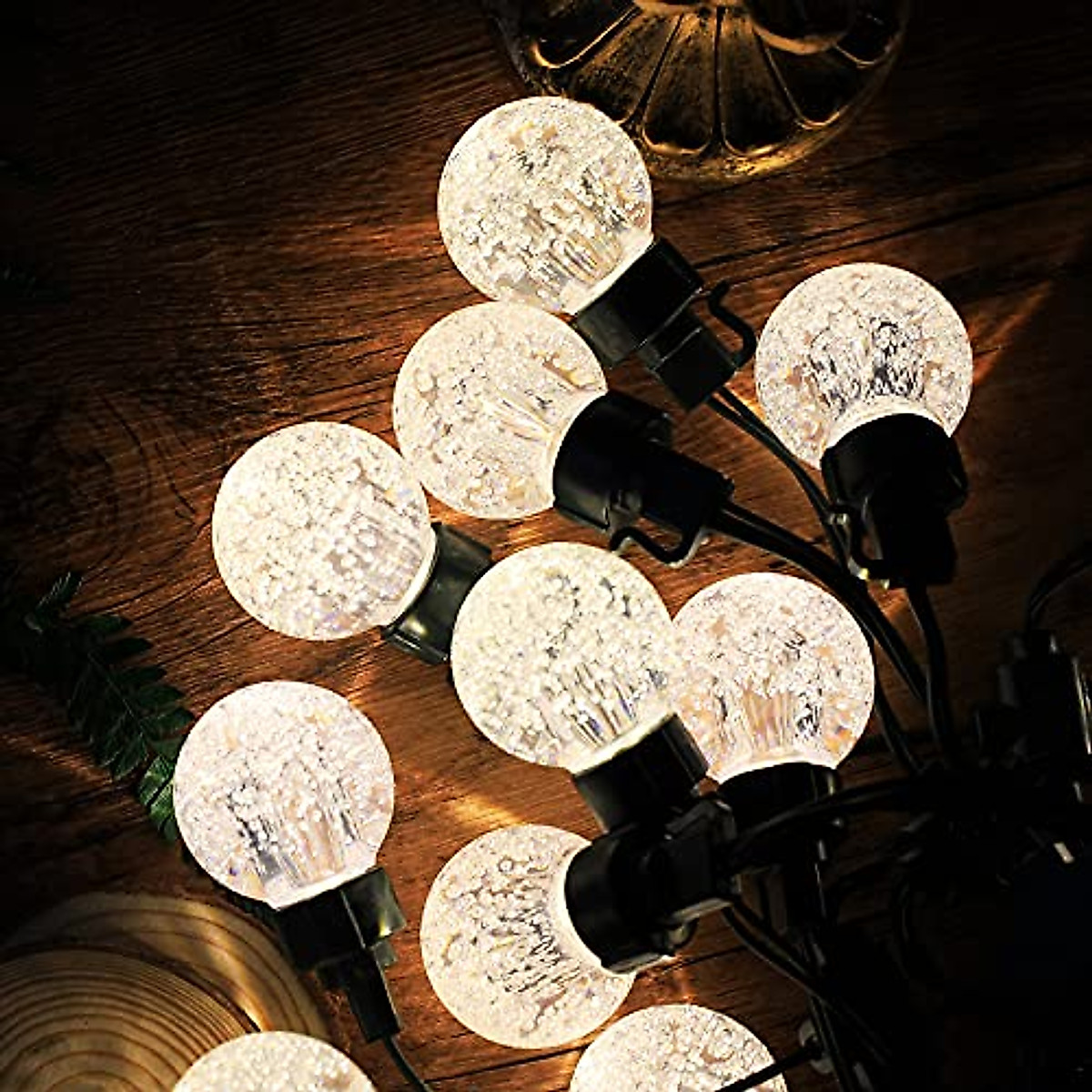 MuDay Globe Outdoor String Lights,25FT Shatterproof Connectable Hanging Light, 20 Crystal Globe G50 Bulbs,Extendable Patio Lights for Backyard, Bistro, Party, Garden(Warm White)