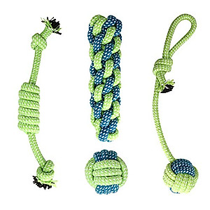 Depets 4PCS Dog Rope Toy, Assorted Pet Rope Chew Toys, Durable Rope Knot Dog Toy, Puppy Teething Playing Toys for Small Dogs Puppies
