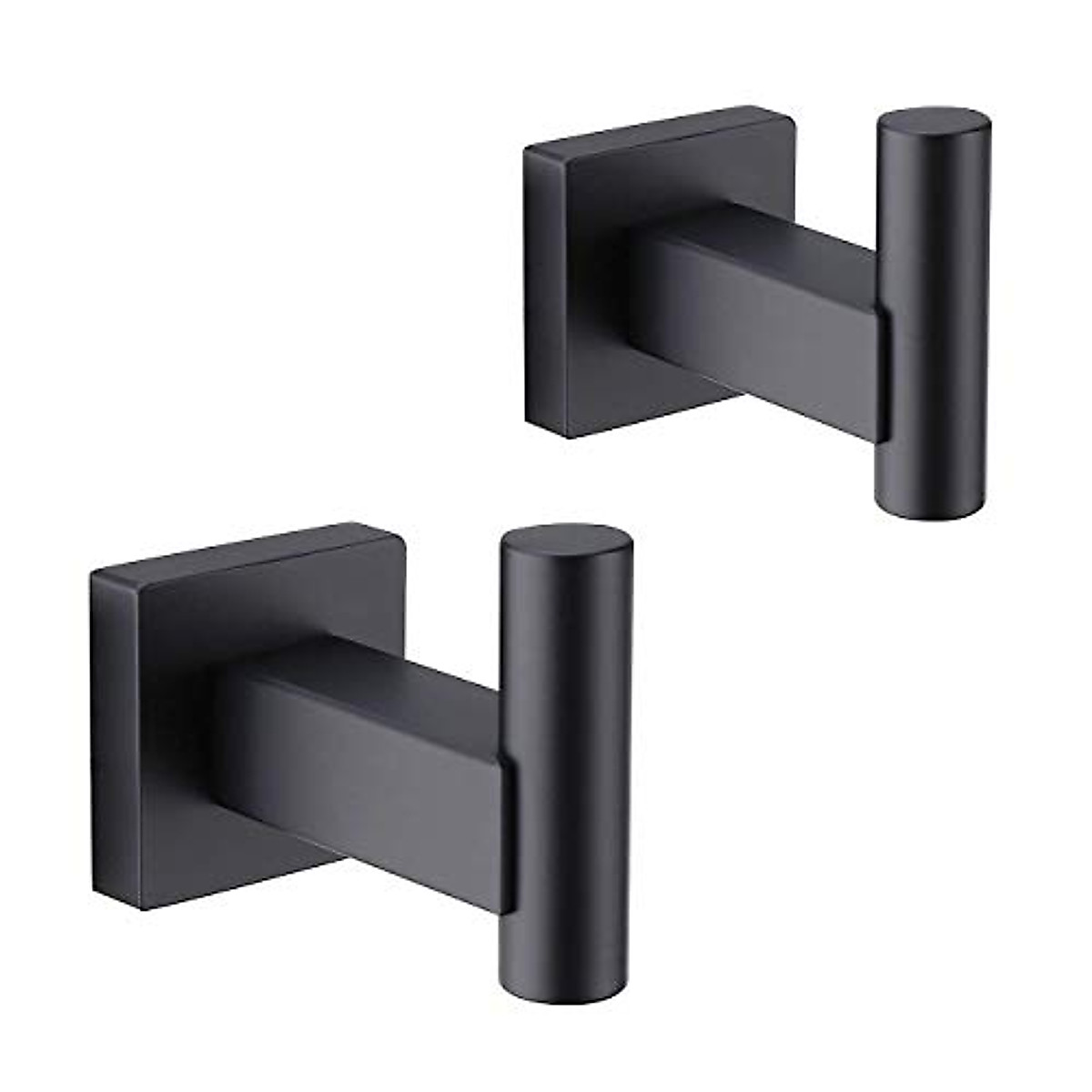 GERZWY Bathroom Matte Black Coat Hook SUS 304 Stainless Steel Single Towel/Robe Clothes Hook for Bath Kitchen Garage Heavy Duty Contemporary Hotel Style Wall Mounted 2 Pack DG1407-BK