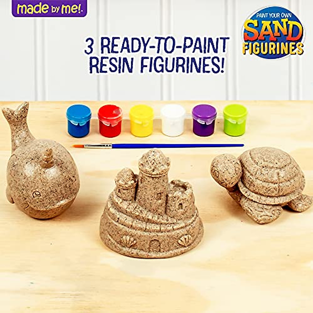 Made By Me Paint Your Own Sand Figurines by Horizon Group USA, Create Sand-Inspired Sculptures, Easy-to-Paint & Mess-Free Surfaces, Includes Acrylic Paint, Paintbrush, 3 Figurines & More, Multi, 208242H
