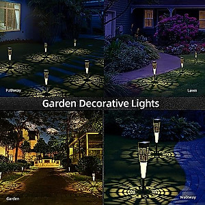 Halloween Decoration Solar Pathway Lights, Solar Garden Lights Outdoor Waterproof, Up to 12 Hrs, Solar Powered LED Landscape Lighting for Lawn, Patio, Yard, Walkway, Driveway, (Warm White) 4Pack