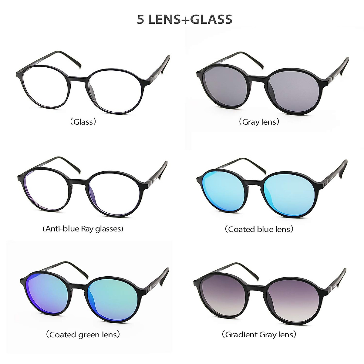 Bauhaus Magnetic Sunglasses Clip on for Men & Women UV400 Polarized Retro Round Anti-glare Clear Eyeglasses