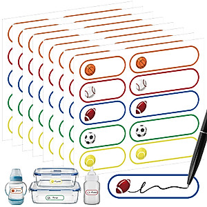 Tatuo 300 Pieces Baby Bottle Labels for Daycare Waterproof Name Labels for Kids School Supplies Sport Theme Self-laminating Daycare Name Tag Stickers for Camp School Home(Sports)