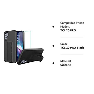 Sitikai Case for TCL 20 PRO 5G Phone Case, Stand Phone Case with Tempered Glass Screen Protector Hide Telescopic Folding Kickstand Shockproof Protective Cover Case for TCL 20 PRO 5G - Black