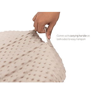 Mila Millie Water Resistant Removable Cover for Newborn Lounger | Minky Sensory Touch Slipcover for Baby Floor Seat | Premium Quality Soft Wipeable Fabric | Hypoallergenic (Sand)