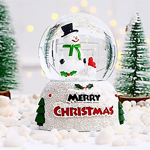 Music Boxes for Girls Snowman Glass Ball Miniature Christmas Snow Globe with Colorful Lighting Fall Resistant Snowman Statue Glass Snow Globe (Color : Small, Size : Snowman)