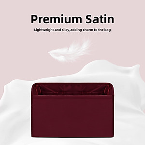 DGAZ Silk Purse Organizer Insert Fits LV ONTHEGO bags，Silky Smooth Bag Organizer，Luxury Handbag & Tote Shaper（Wine red，MM）