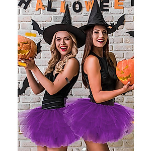 Tutus for Women Adult Tutu Tulle Skirts Costumes for Women 5 Layered Womens Purple Tutu Skirts for Girls Teens Halloween Ballet Minion Sexy Witch Purge Mario Mike Wazowski Sully Cookie Monster Crayon