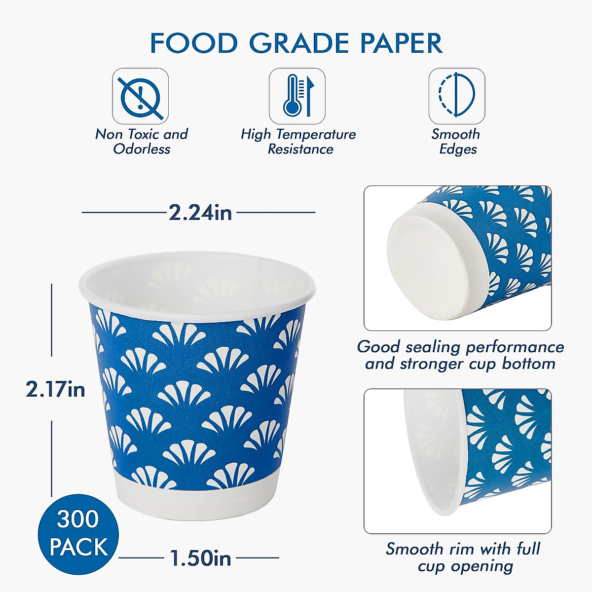 JollyPack 300 Pack 3 oz Paper Cups, Disposable Bathroom Cups, Small Mouthwash Cups, Rinse Cups, Orange Blue and Green Mini Cups for Candy and Biscuits, Perfect for Bathroom, Party, Picnic, Travel