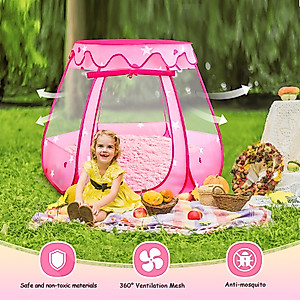Princess Castle Girls Play Tent with Rug Pop Up Play Tent for Toddlers Kids DISHIO Playhouse Toys for 1 Year Old Birthday Gift Fairy for Girls with Lights Indoor Outdoor Kids with Mat