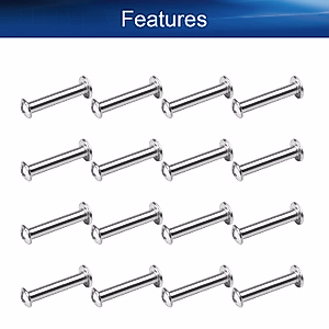 Bettomshin 20Pcs M3 Binding Screw, M3 x 20mm Nickel Plated Carbon Steel Cross Head Butt Screw Binding Post Screw Kit for Scrapbook Photo Albums Bookbinding DIY Leather Saddles Purses Belt