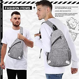 CALACH Sling Backpack Bag Chest Crossbody Bag Foldable Travel Hiking Daypack for Men Women(Grey)